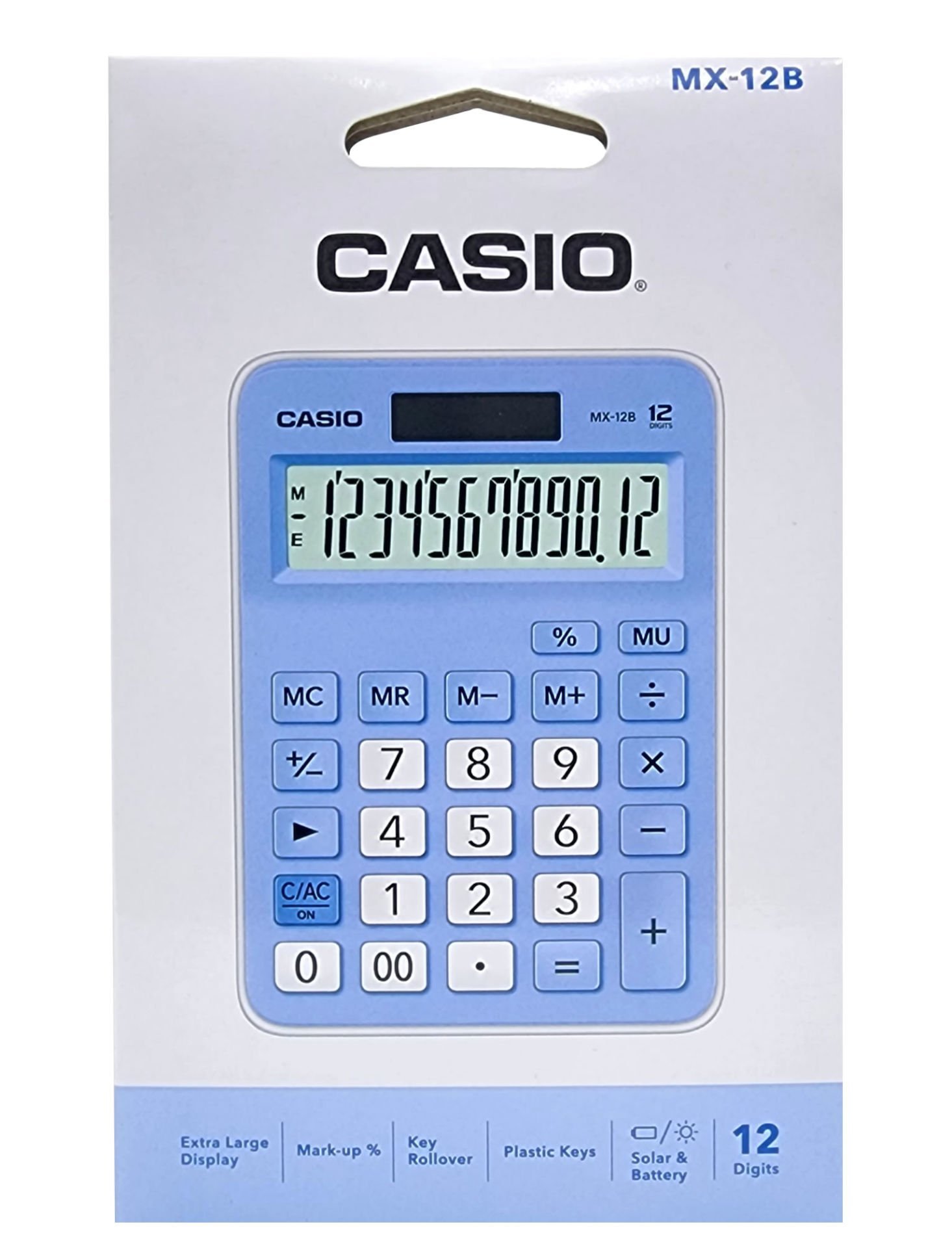 Casio MX-12B-LB Açık Mavi 12 Hane Masa Üstü Hesap Makinesi